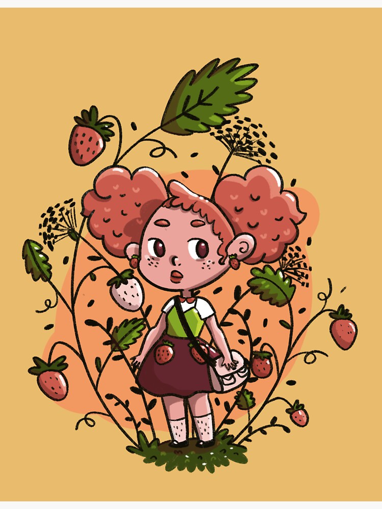 "strawberry lady" Sticker for Sale by GramsIllustrate | Redbubble