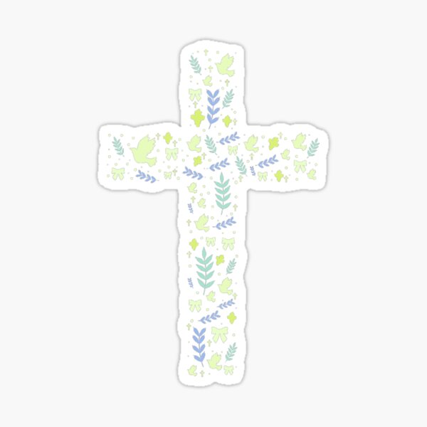 "Cross With Little Flowers" Sticker for Sale by CorneliusDesign | Redbubble