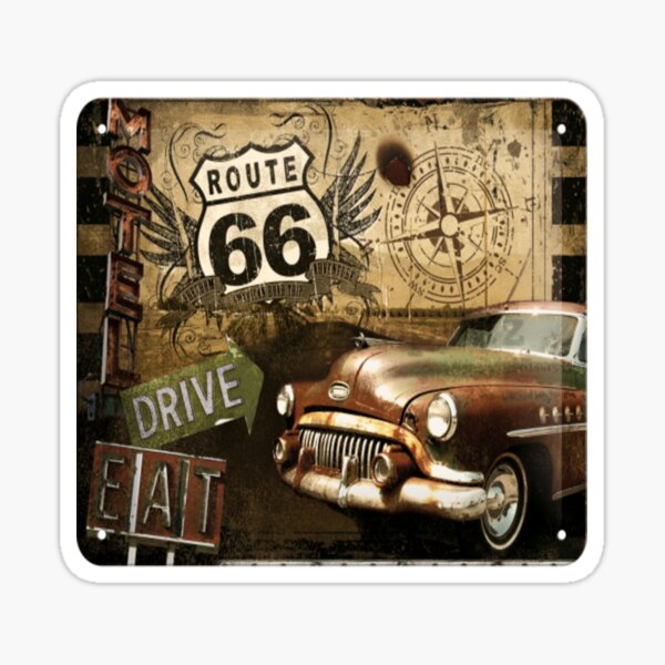 "Vintage Route 66" Sticker for Sale by ErnadHasic | Redbubble