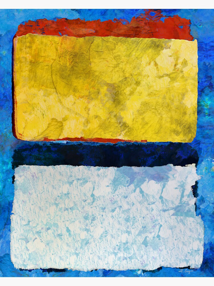 "Color Stack Red Blue Yellow White Modern Abstract Art" Sticker for ...