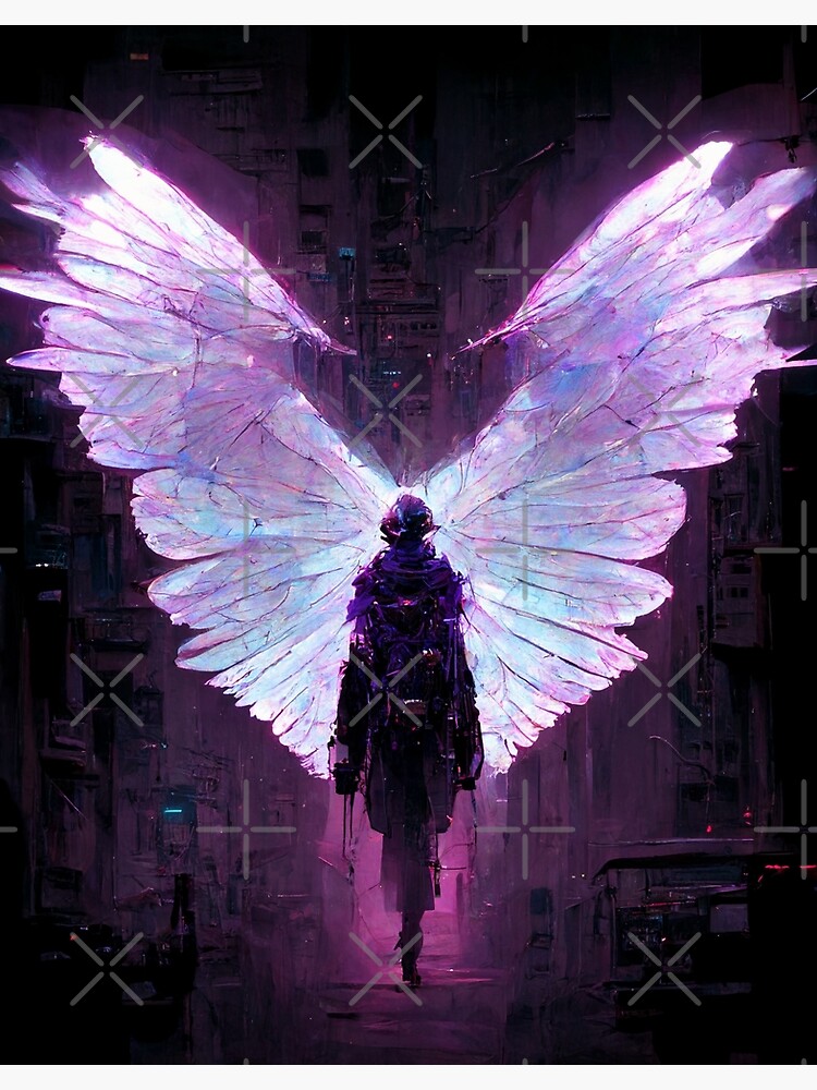 "Purple cyberpunk angel - AI generated artwork" Poster for Sale by ...