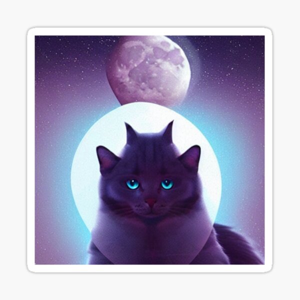 "Moon cat" Sticker for Sale by nivab | Redbubble