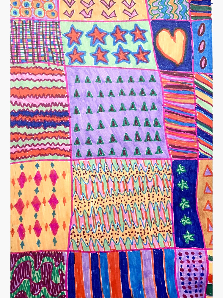 "Patchwork design marker drawing" Sticker for Sale by samanthaesmeart ...