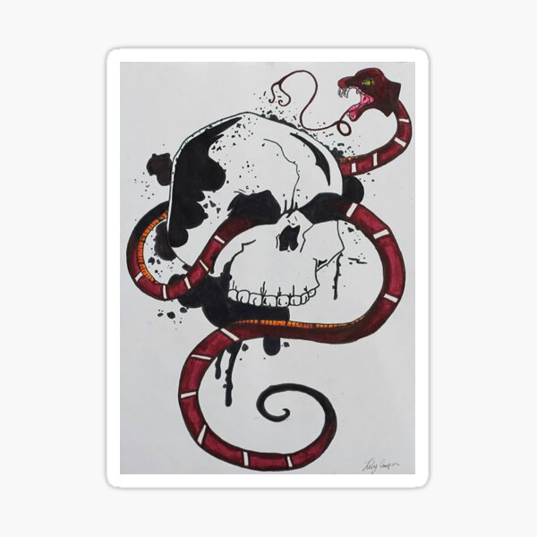 "Cursed human skull and venomous snake tattoo" Sticker for Sale by ...