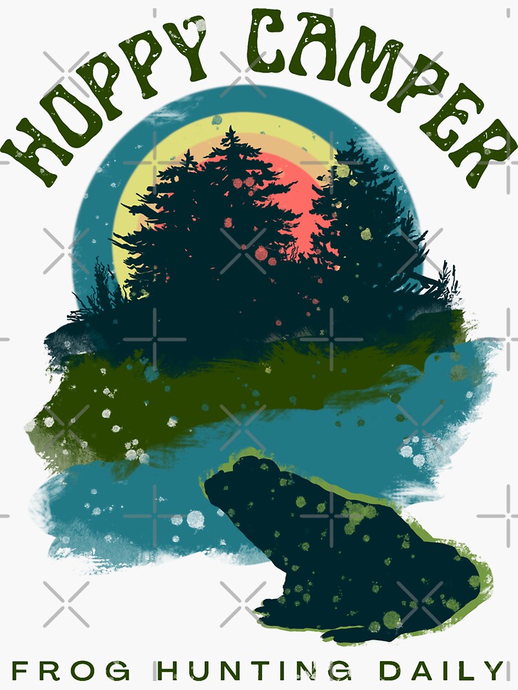 "Hoppy Camper Frog Color Block Distressed" Sticker for Sale by CampK80 ...