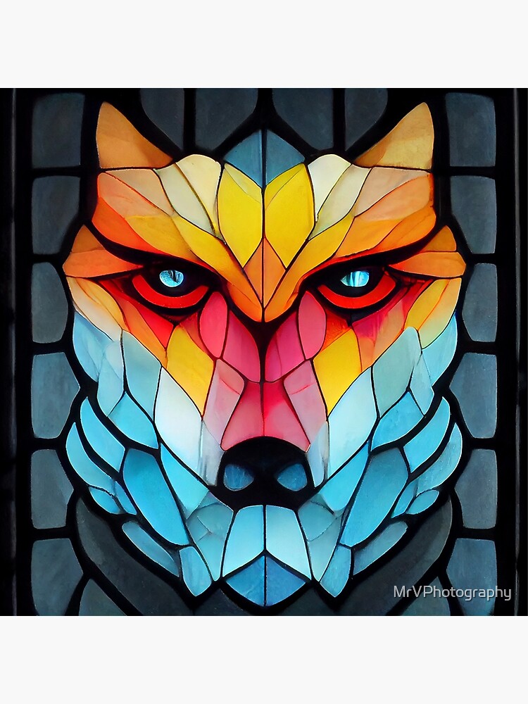 "Stained Glass Wolf Face - 5" Poster for Sale by MrVPhotography | Redbubble