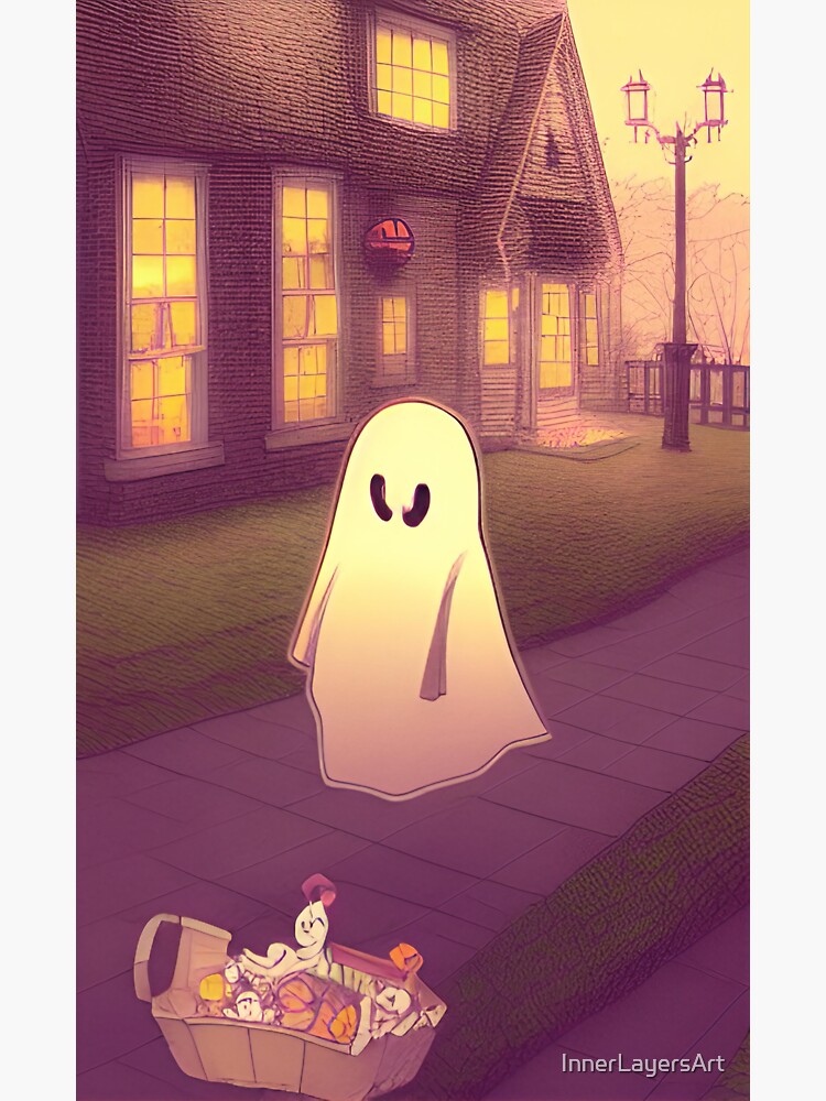 "Grumpy Ghost" Sticker for Sale by InnerLayersArt | Redbubble