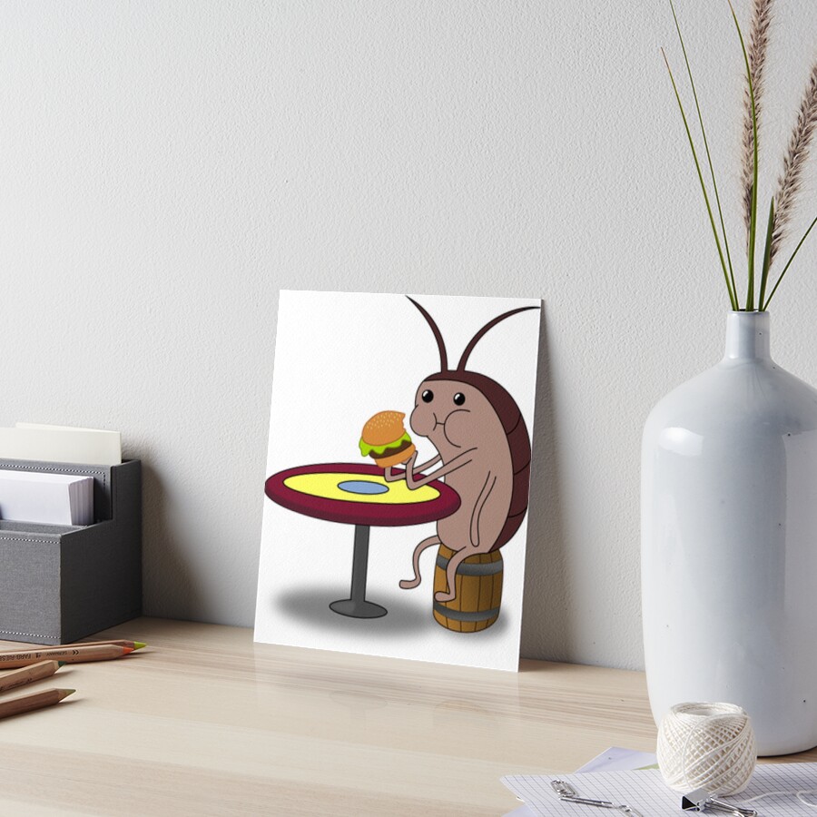 "Spongebob Roach eating Krabby patty" Art Board Print for Sale by ...