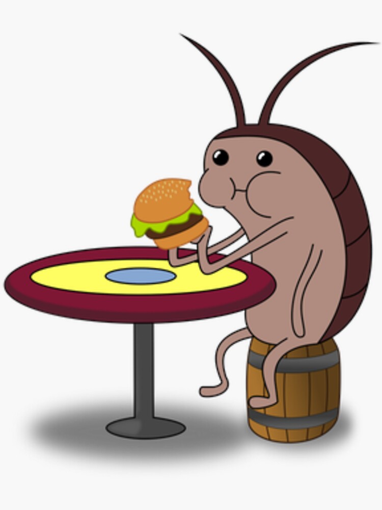 "Spongebob Roach eating Krabby patty" Sticker for Sale by ...