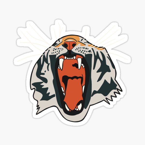 "Tiger yawn" Sticker for Sale by ThreeDogDesign | Redbubble