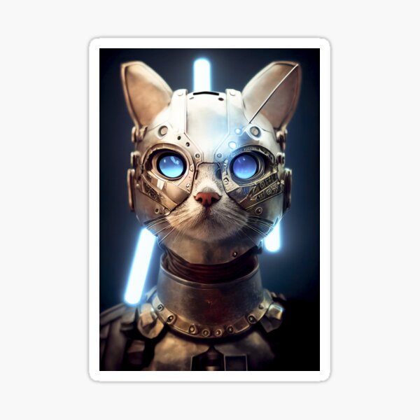 "Cyborg Cats of the Future Three" Sticker for Sale by theblueofmyeye ...