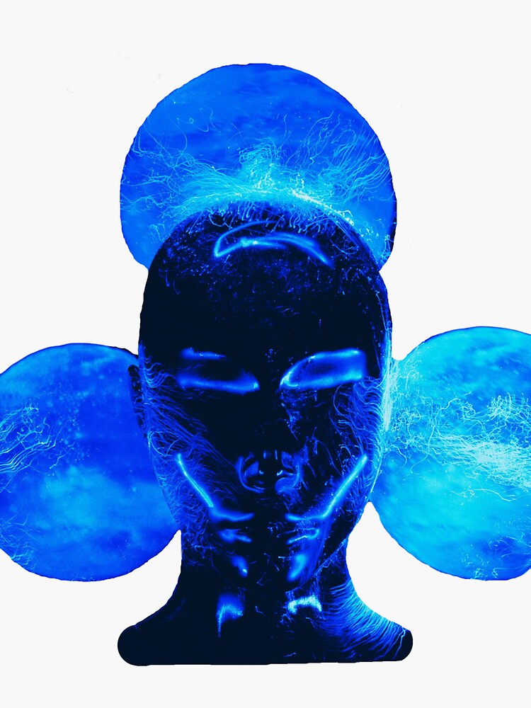 "Unusual Blue Neon Futuristic Face design" Sticker for Sale by Dven ...