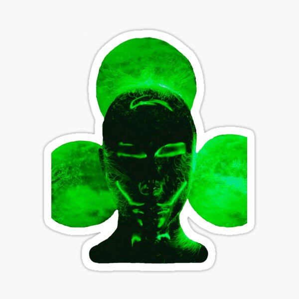 "Unusual Green Neon Futuristic Face design" Sticker for Sale by Dven ...
