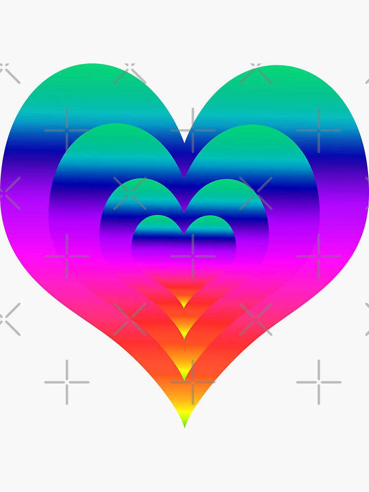 "Rainbow Gradient Nested Hearts color pallet 3" Sticker for Sale by ...