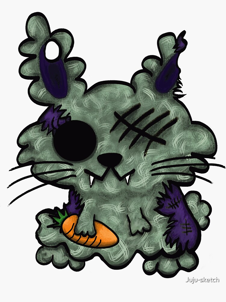 "Zombie Bunny " Sticker for Sale by Juju-sketch | Redbubble