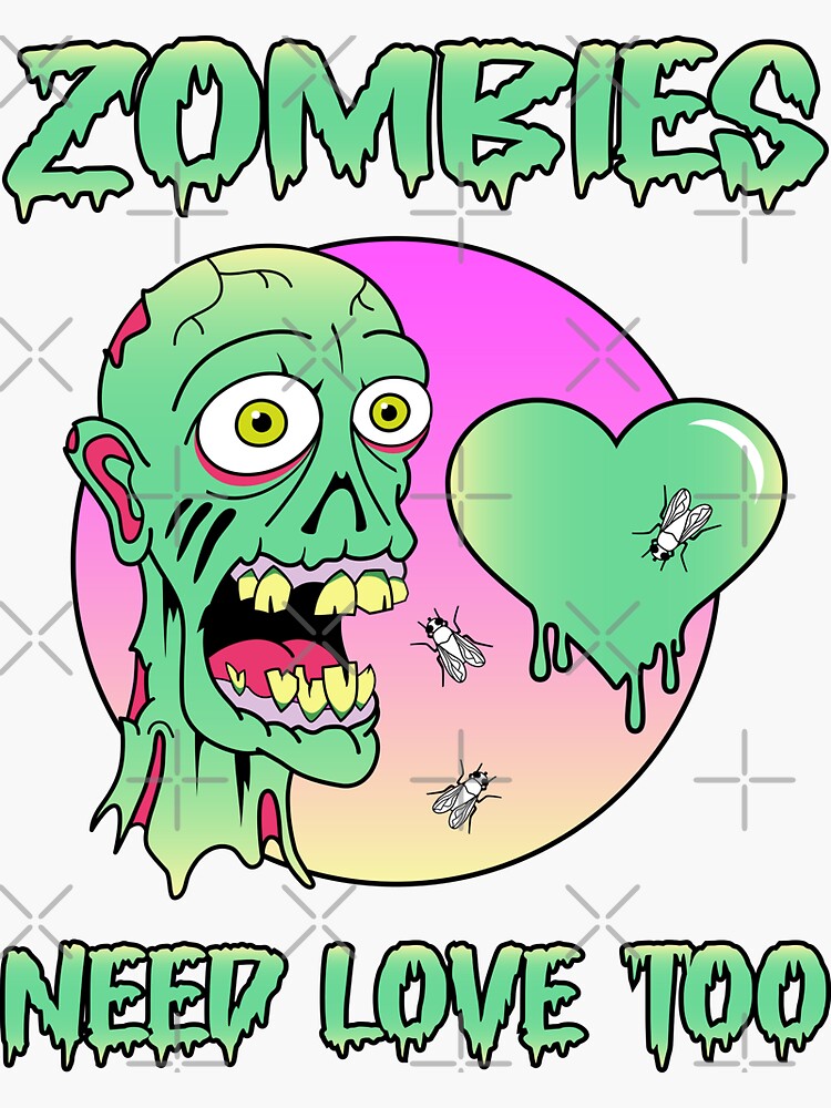 "Halloween, Zombie Love, Corpse Cartoon, Undead Design." Sticker for ...