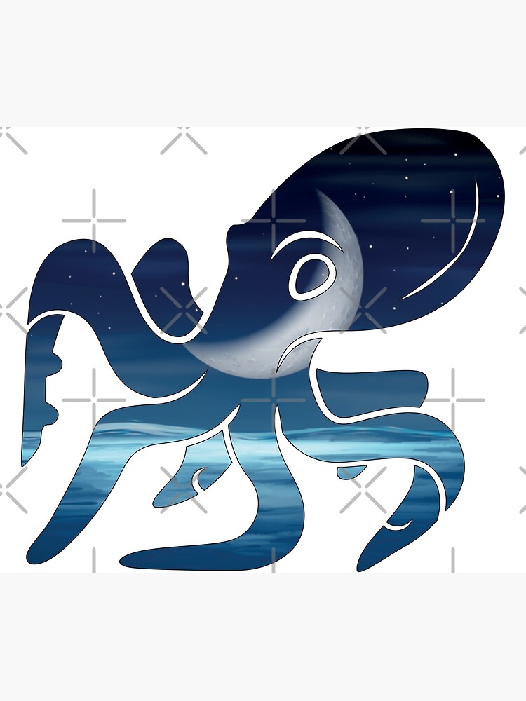 "Crescent Moon Octopus" Poster for Sale by damonasplace | Redbubble