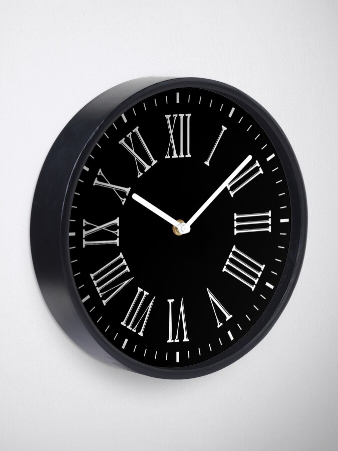 "Classic Roman Numerals Black Wall Clock" Clock for Sale by Jerry ...