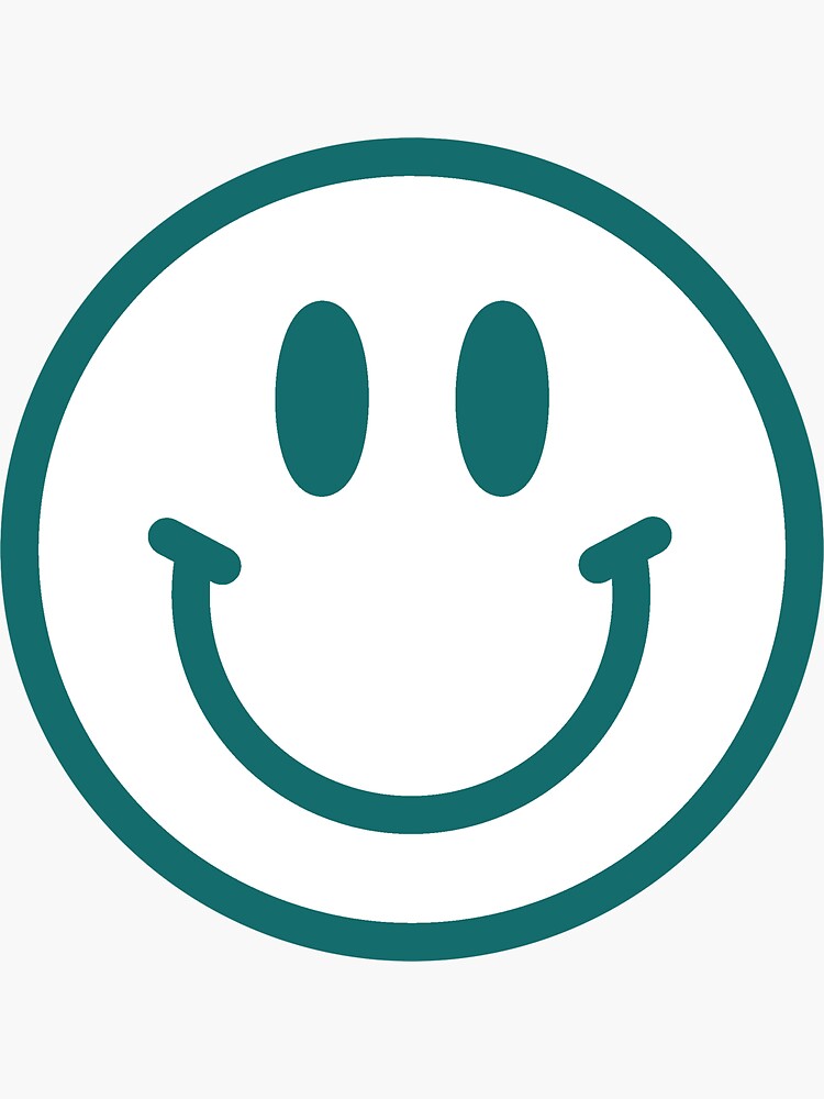 "Bright Teal Preppy Smiley Face " Sticker for Sale by meohmymagic ...
