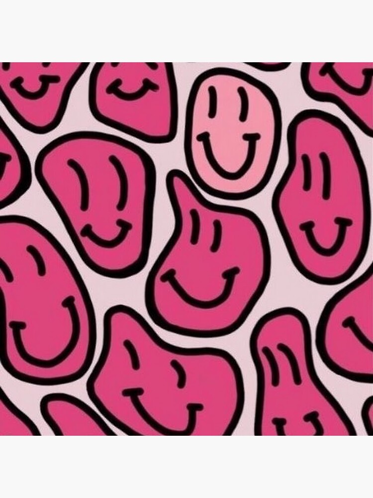 "pink smiley face" Sticker for Sale by fiji-jocelyn | Redbubble