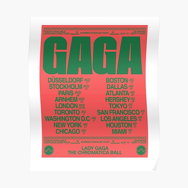 "Lády Gágá The Chromatica Ball World Tour 2022" Poster von orceargoq ...