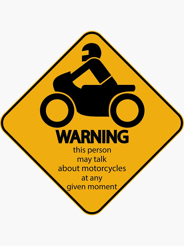 " Biker Warning Sign - Cool Funny Motorcycle Or Helmet Design" Sticker ...