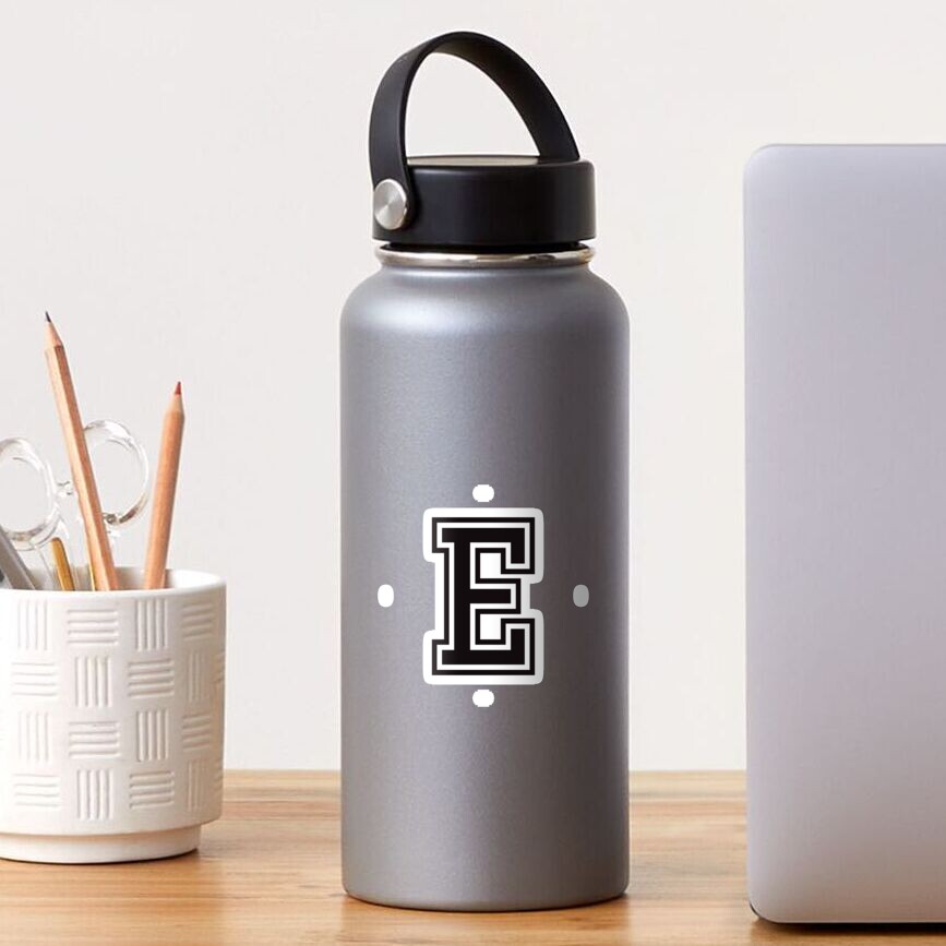 "Letter E sticker - black and white, sporty college font" Sticker for ...