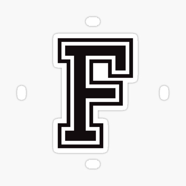 "Letter F sticker - black and white, sporty college font" Sticker for ...
