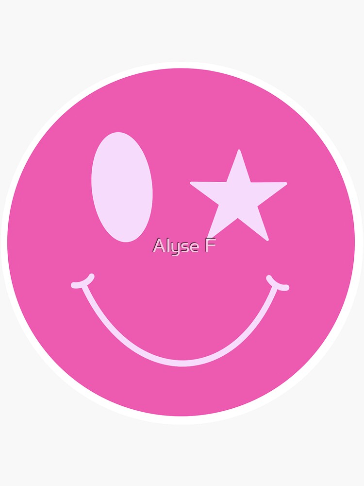 "Pink star smile face" Sticker for Sale by pfeldz | Redbubble