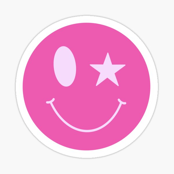 "Pink star smile face" Sticker for Sale by pfeldz | Redbubble