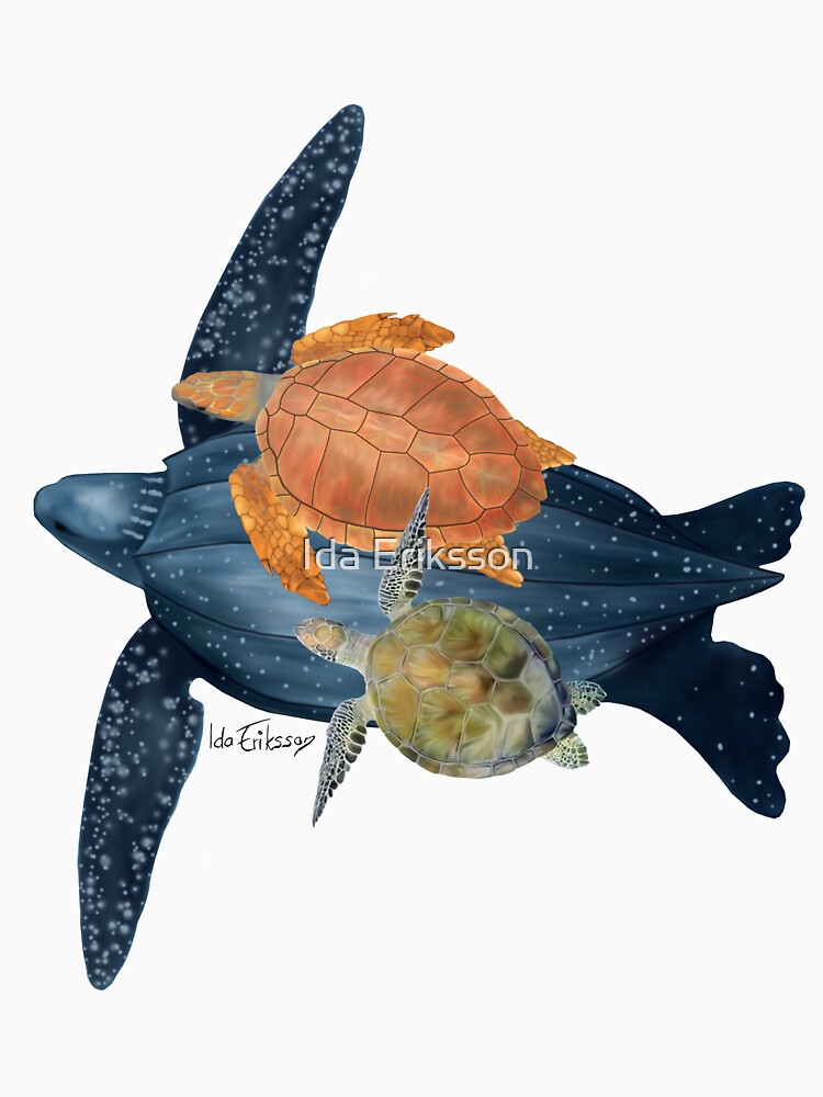 "Leatherback, loggerhead and green turtle " T-shirt for Sale by ...