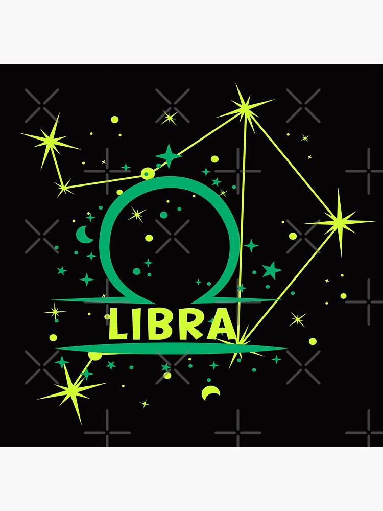 "Libra Stars Zodiac Sign design; green yellow version" Sticker for Sale ...