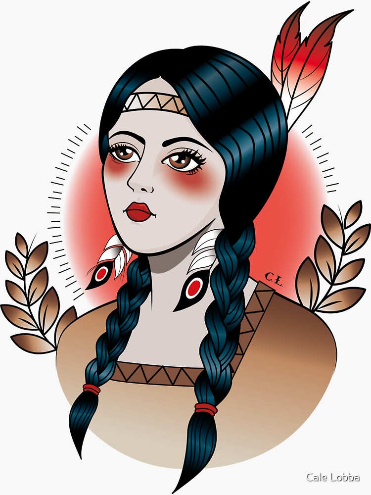 "Native American Girl" Sticker for Sale by calelobba | Redbubble