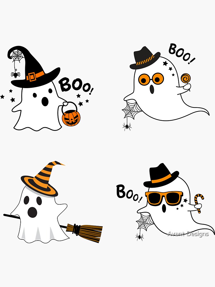 "Cute Boo Ghost Halloween Sticker Pack" Sticker for Sale by Avant ...