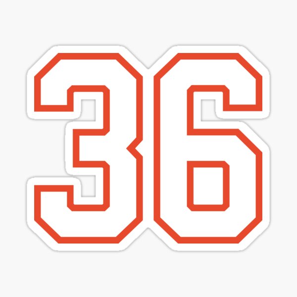 "Sports Number 36, white orange color lucky sport thirty six" Sticker ...