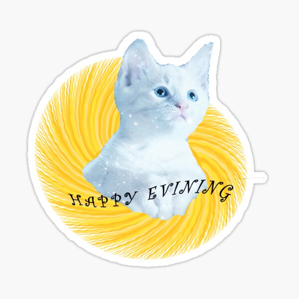 cute kitty, cat watching sunset ''" Sticker for Sale by Mindcatch ...