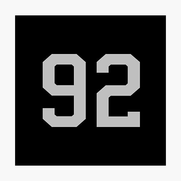 Lámina fotográfica «Número 92, camiseta deportiva gris sobre negra ...