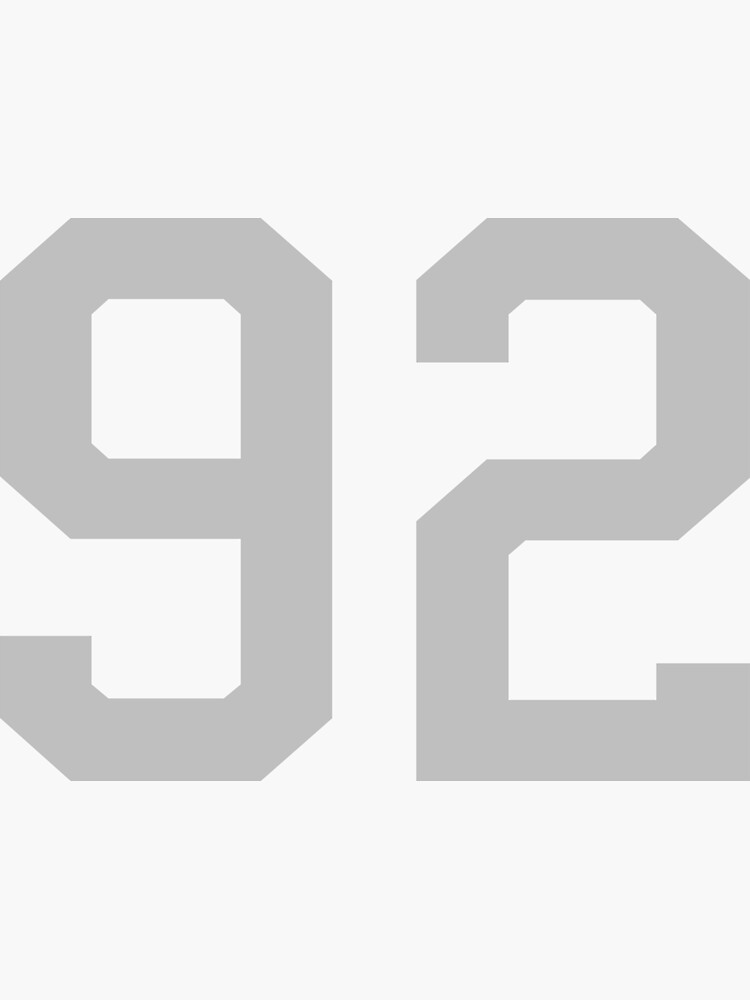 Pegatina «Número 92, camiseta deportiva gris sobre negra número noventa ...