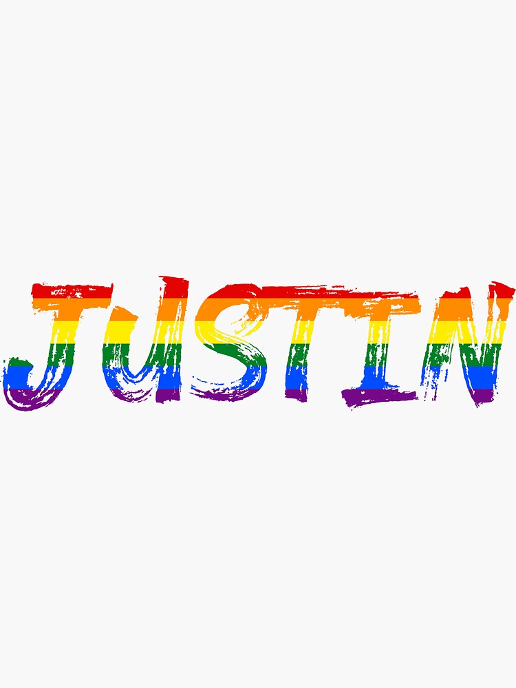 "Men rainbow name gay Justin" Sticker for Sale by LoveIsColorful ...
