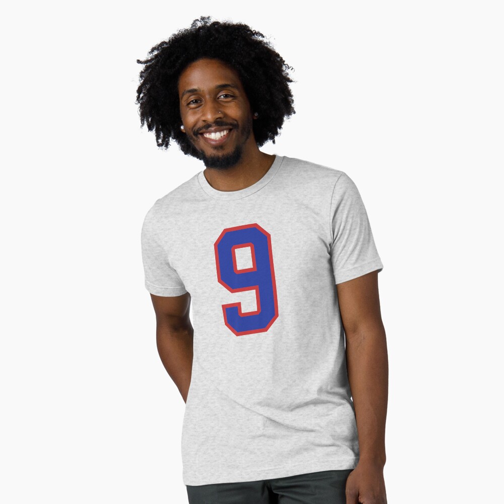 "Number 9 blue red sports jersey nine" Sticker for Sale by ...