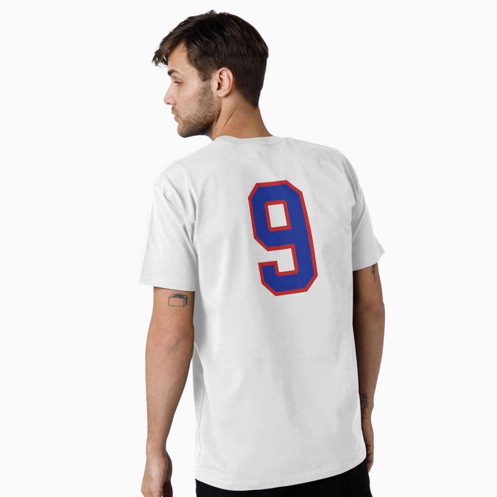 "Number 9 blue red sports jersey nine" Sticker for Sale by ...
