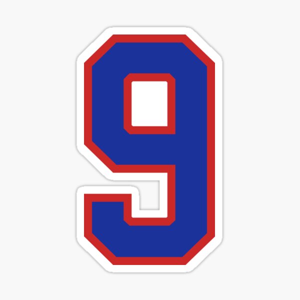"Number 9 blue red sports jersey nine" Sticker for Sale by ...