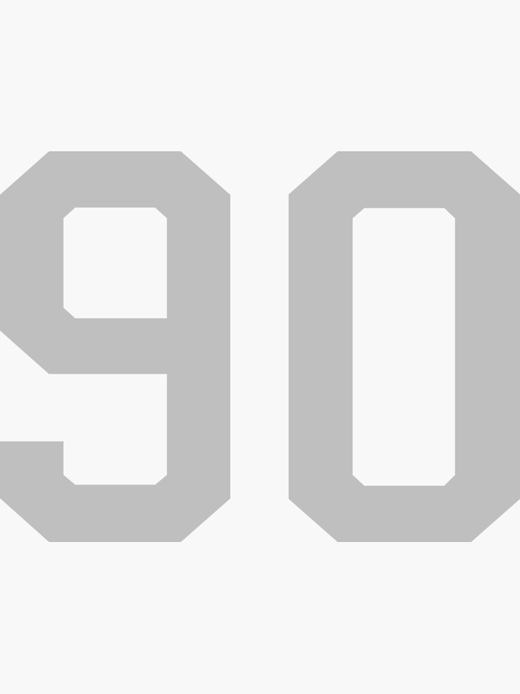 "Number 90, grey on black sports jersey number ninety" Sticker for Sale ...