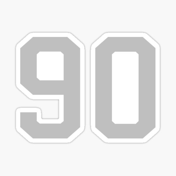 "Number 90, grey on black sports jersey number ninety" Sticker for Sale ...