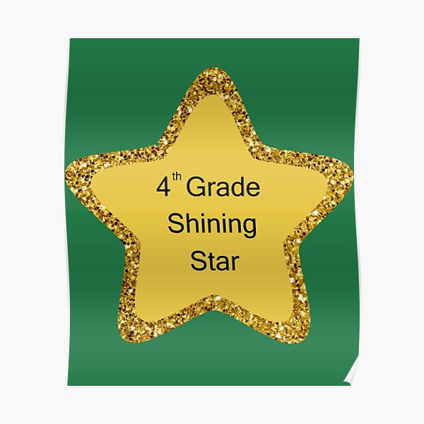 "Shining Golden Star Glittery Round Corners Fourth Grade" Poster for ...