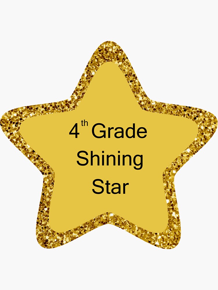 "Shining Golden Star Glittery Round Corners Fourth Grade" Sticker for ...