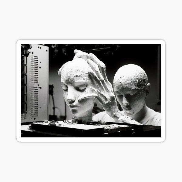 "Human Sculpting a Super Computer" Sticker for Sale by mihaicotigaart ...