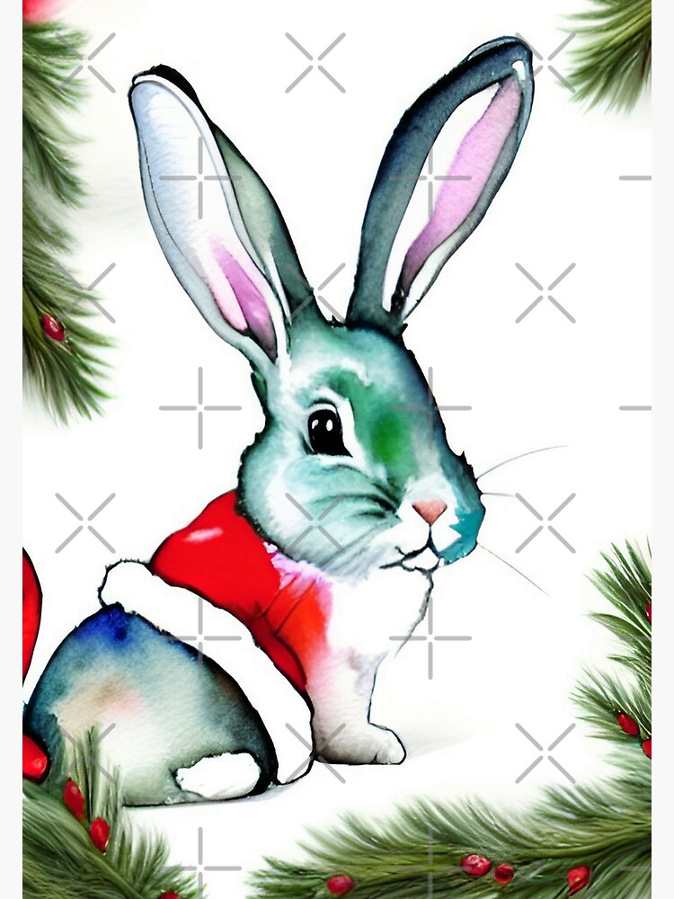 "Cute Christmas Watercolor Bunny" Poster for Sale by Mirarima | Redbubble