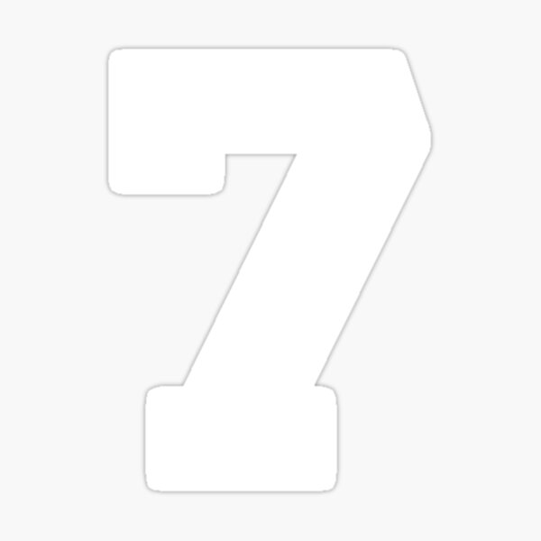 "Number 7, White seven, Sports number 7" Sticker for Sale by ...
