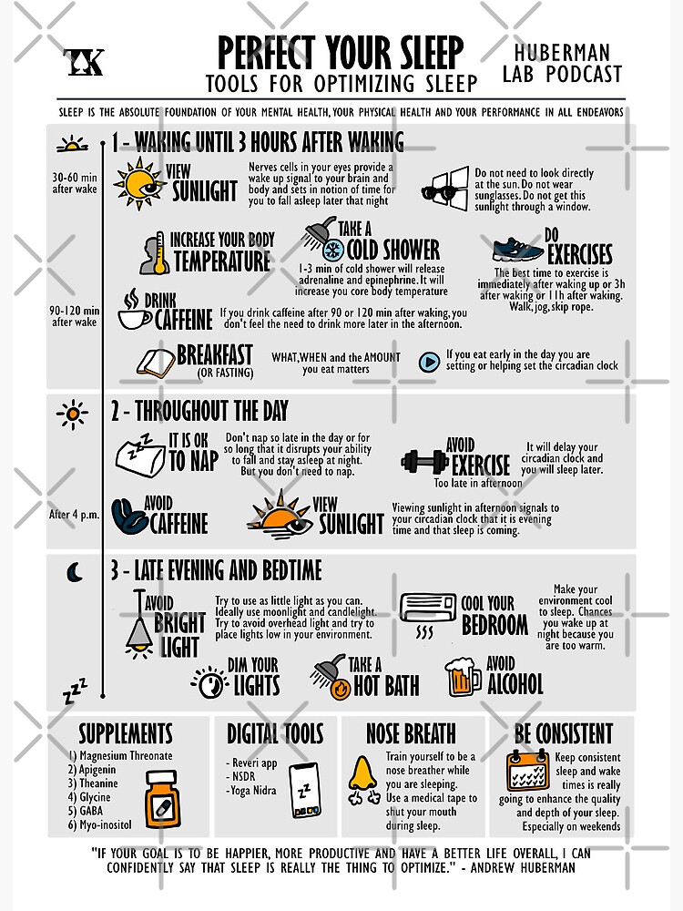 "Perfect your sleep (Andrew Huberman)" Art Board Print for Sale by ...